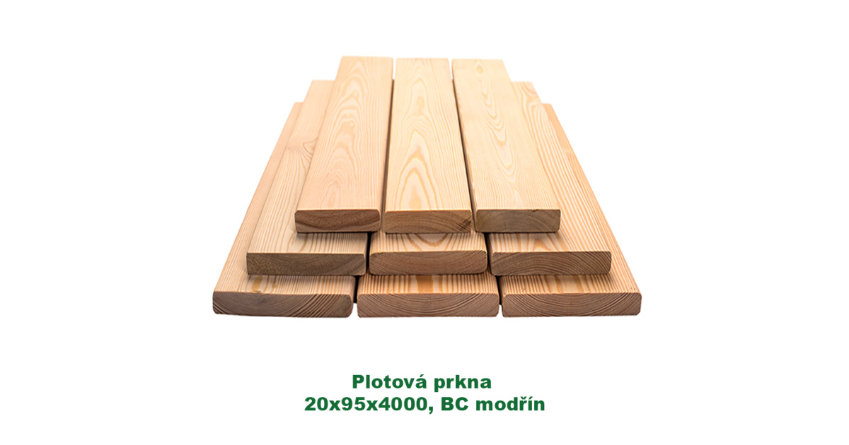 Plotová prkna 20x95x4000-BC, modřín